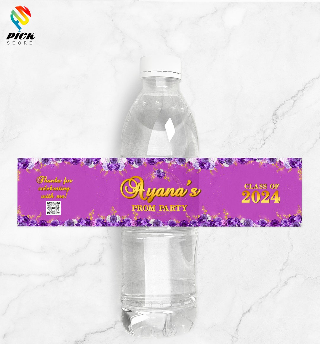 Graduation Water Bottle Label Prom Send off Drink Label Prom Juice ...