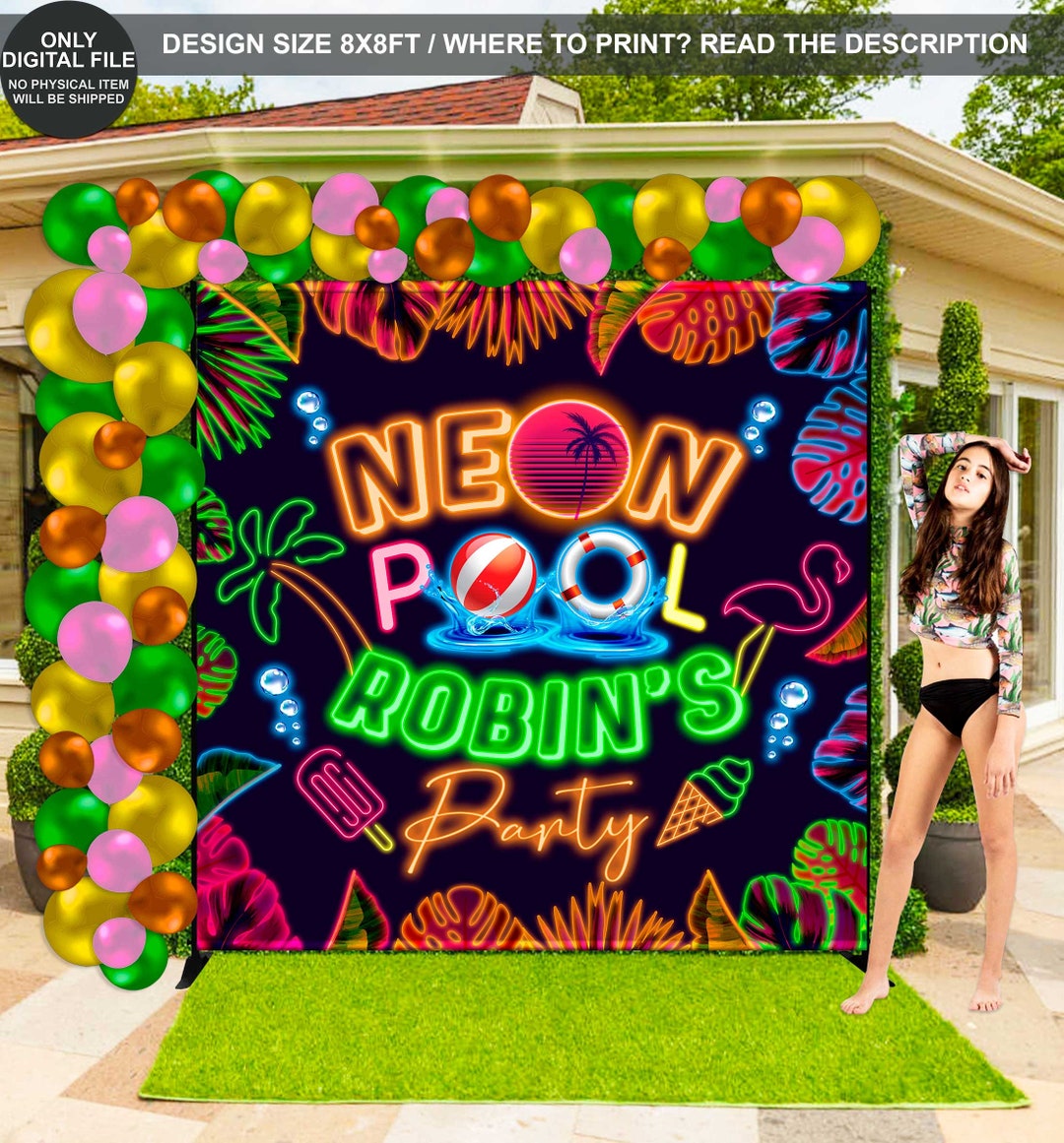 DIGITAL FILE Neon Colors Backdrop Neon Party Banner Neon Colors ...