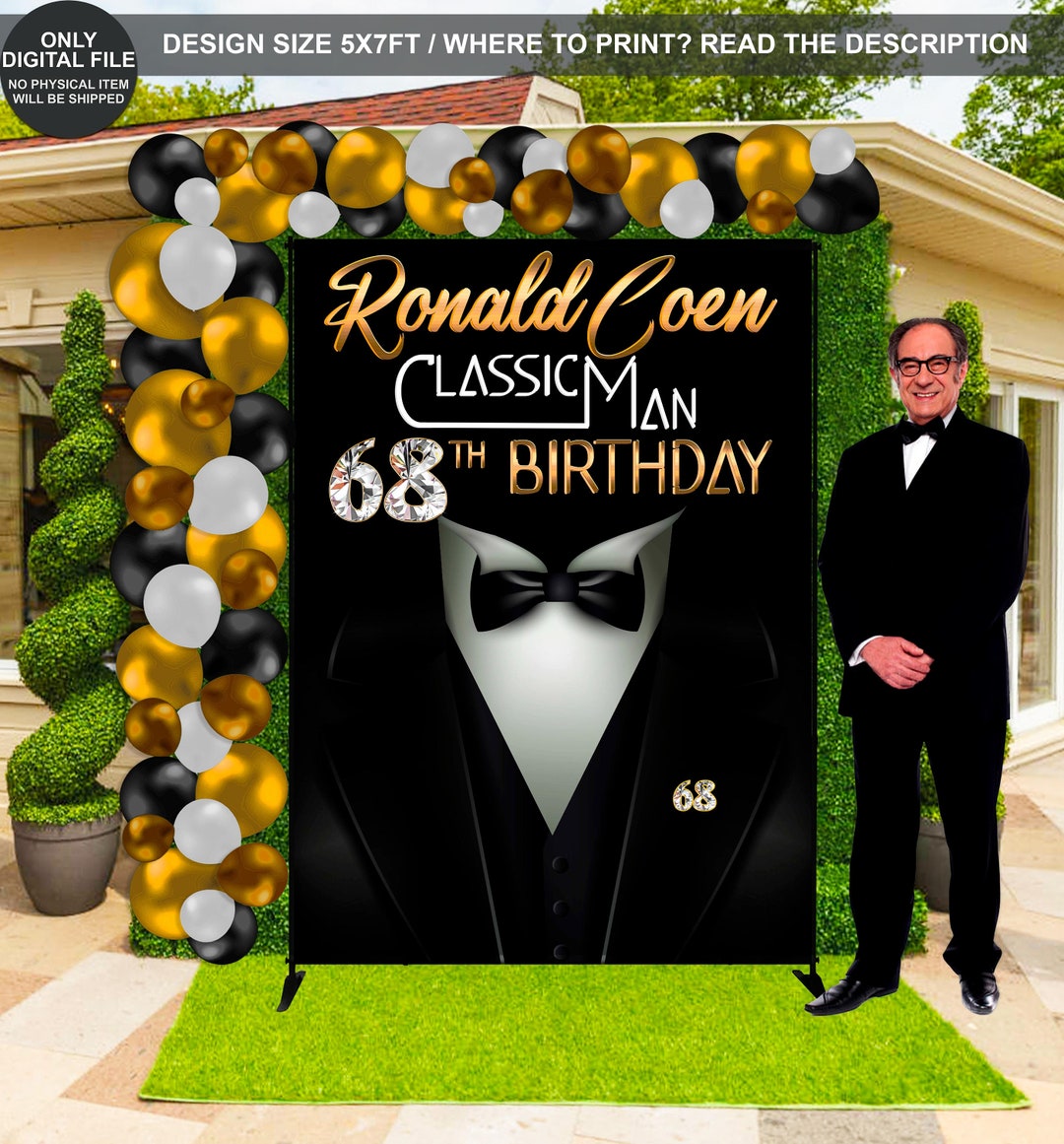 Classic Man Birthday Backdrop: Elegant Tuxedo Design (digital File) - Etsy