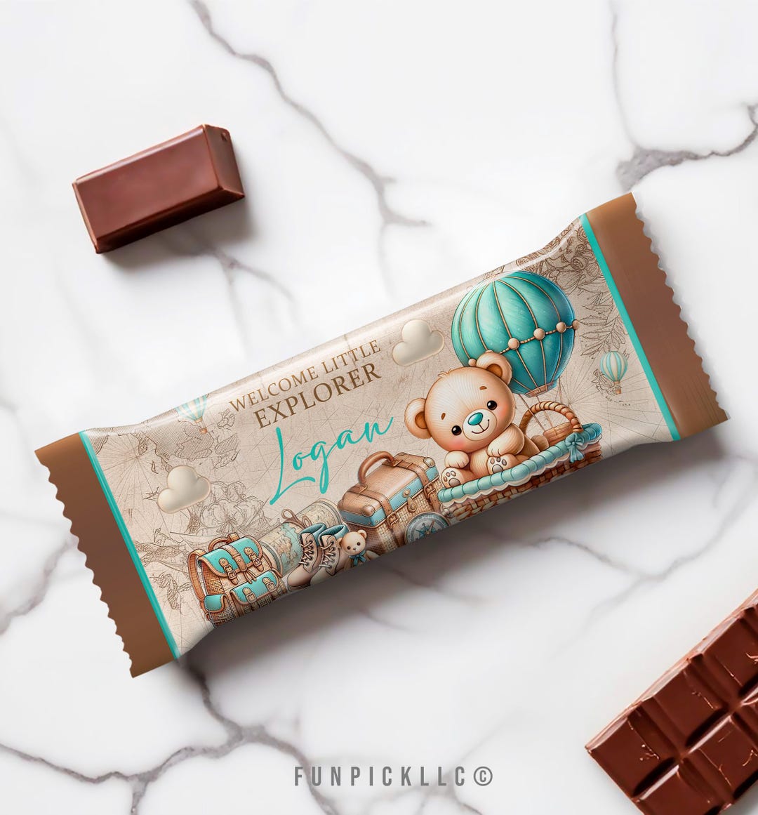 Adventure Map Candy Wrapper: Teddy Bear Explorer Party Favor (DIY ...