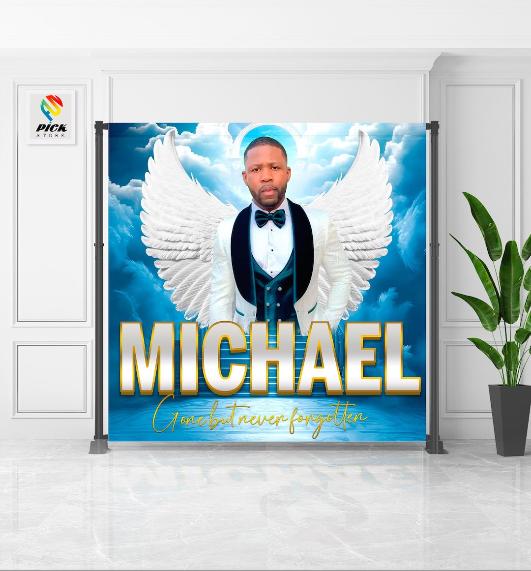 Heavenly Memorial Backdrop | Funeral Banner | Commemoration Backdrop ...