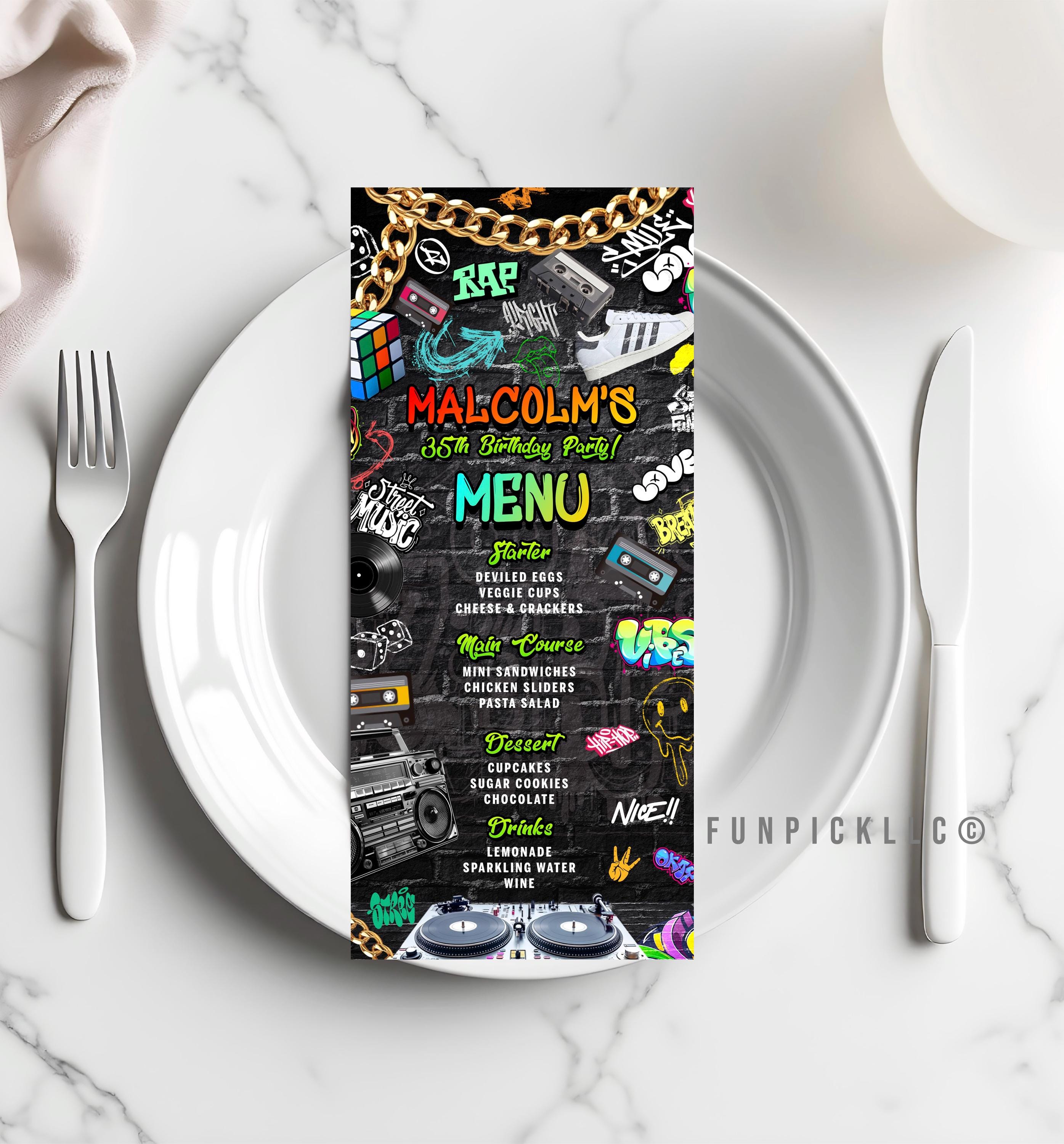 90s Theme Party Menu Template: DIY Printable (digital Download) - HP08 ...