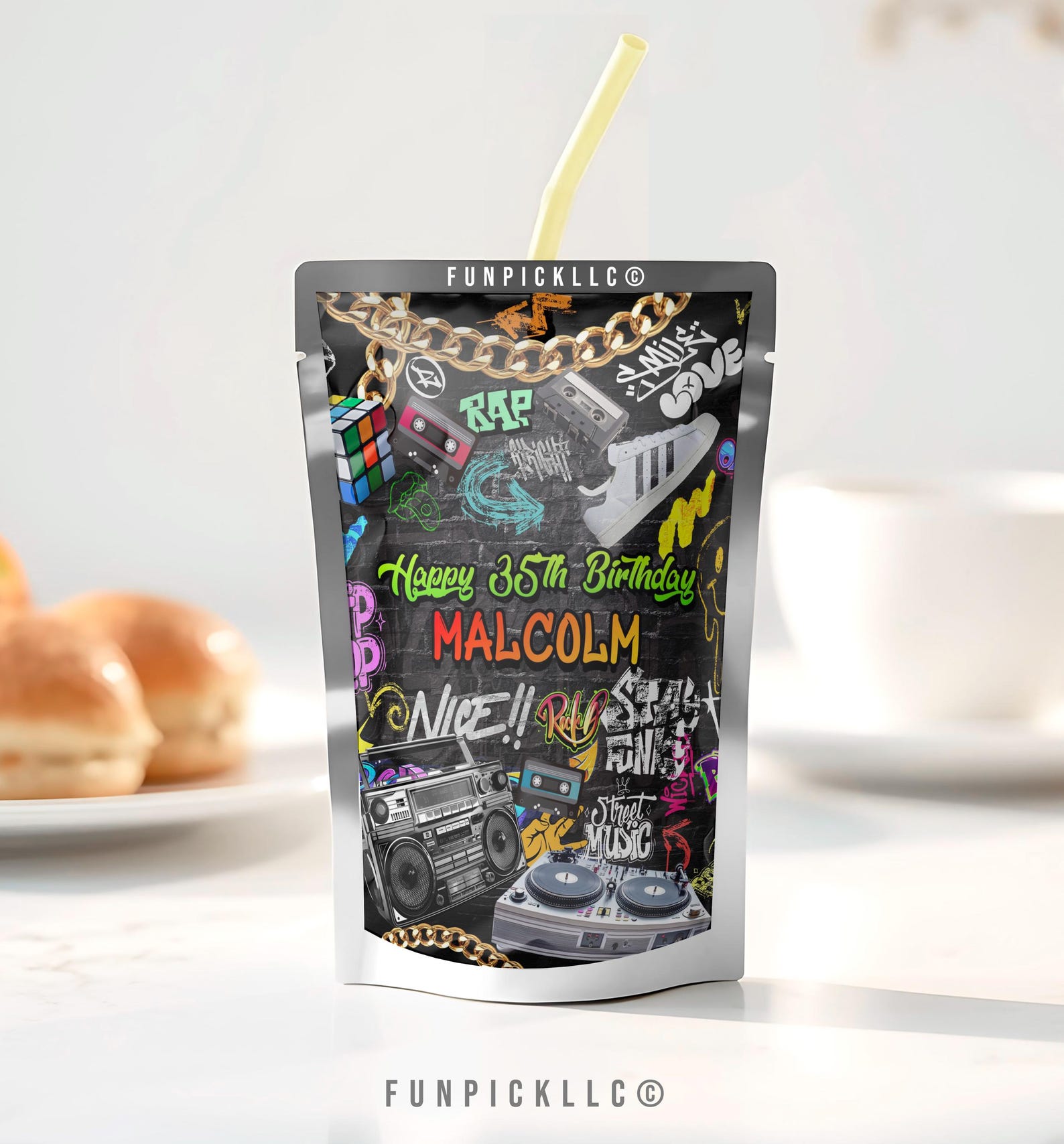 90s Theme Party Juice Label: Throwback Sticker (digital Download ...