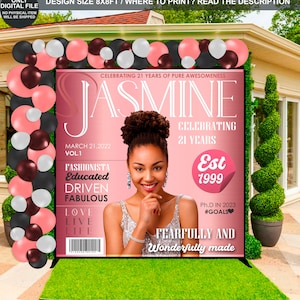 DIGITAL FILE Pink Magazine Cover Backdrop Birthday Women - Etsy