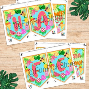 DIGITAL Summer Happy Birthday Banner Summer Pennant Summer Birthday ...