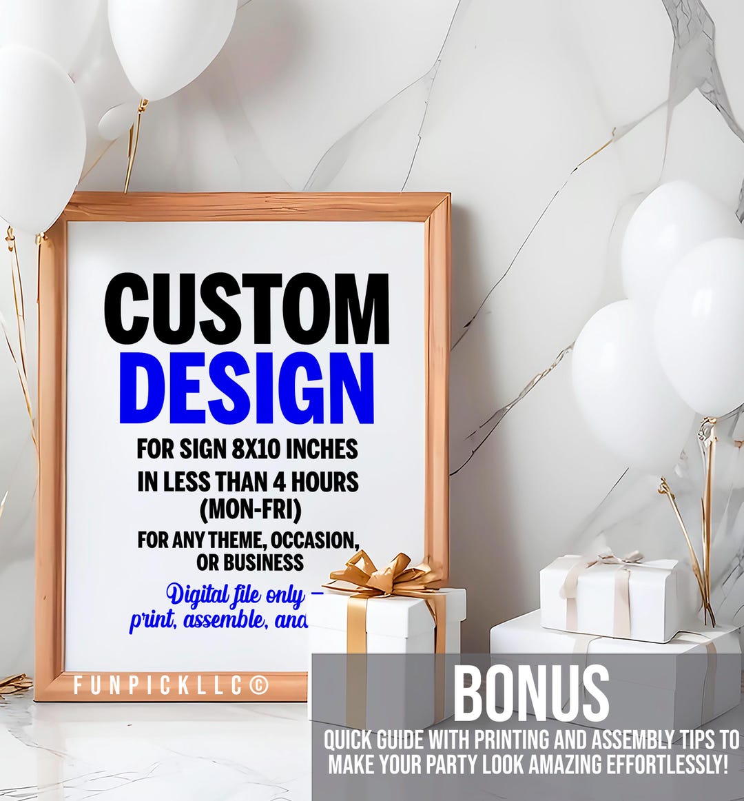 Custom 8x10" Sign Design, Personalized Party Sign, Custom Theme ...