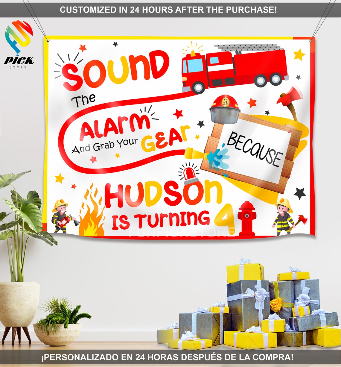 DIGITAL FILE Firefighter Backdrop Firefighter Banner - Etsy