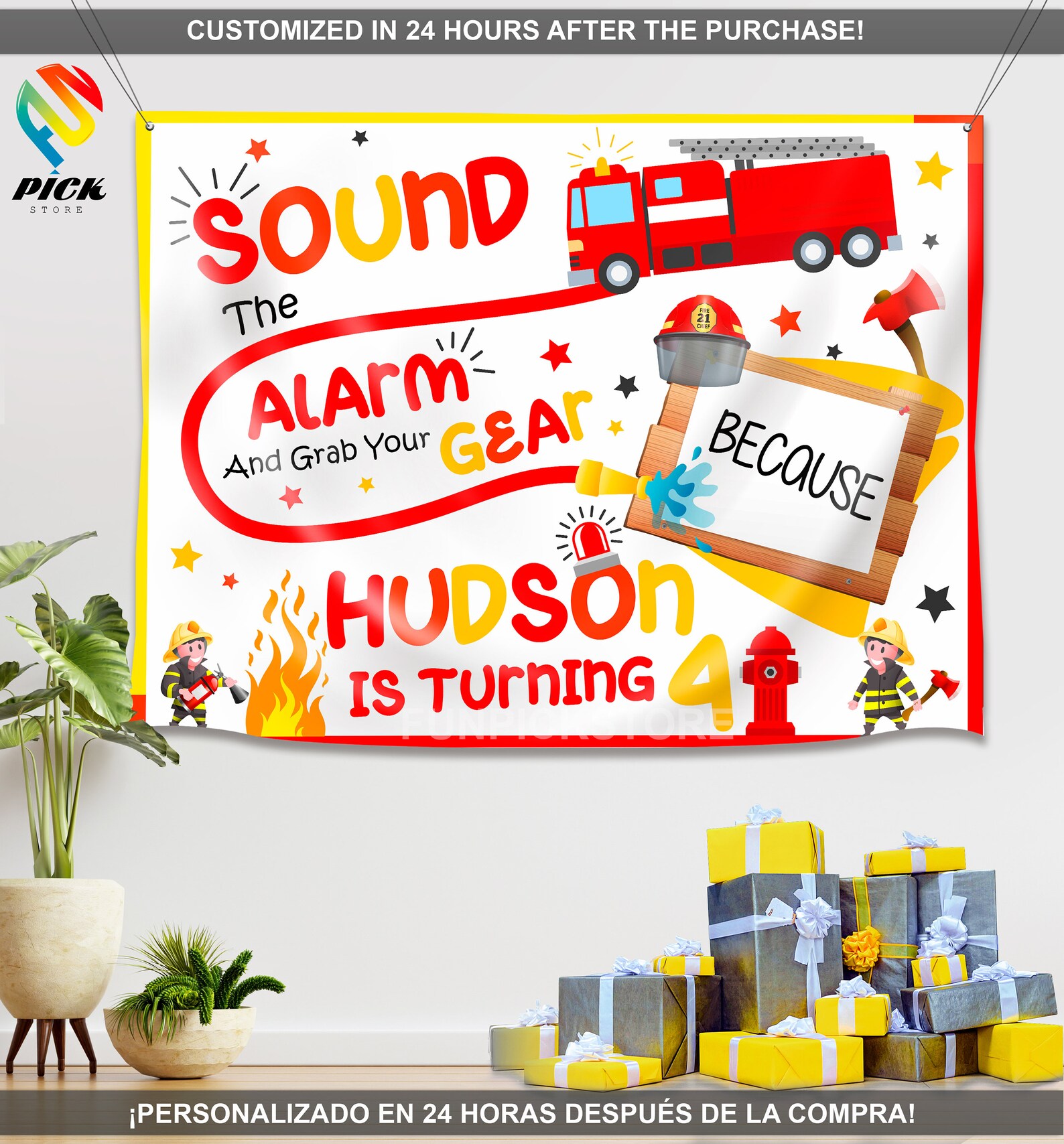 DIGITAL FILE Firefighter Backdrop Firefighter Banner - Etsy