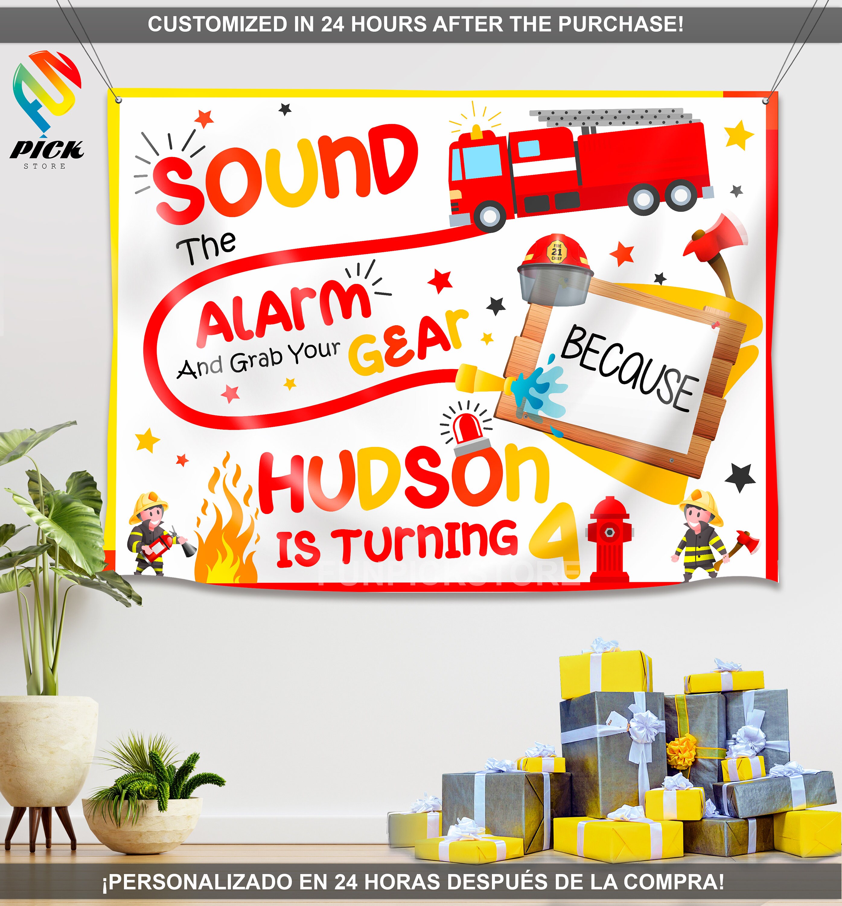 DIGITAL FILE Firefighter Backdrop Firefighter Banner - Etsy