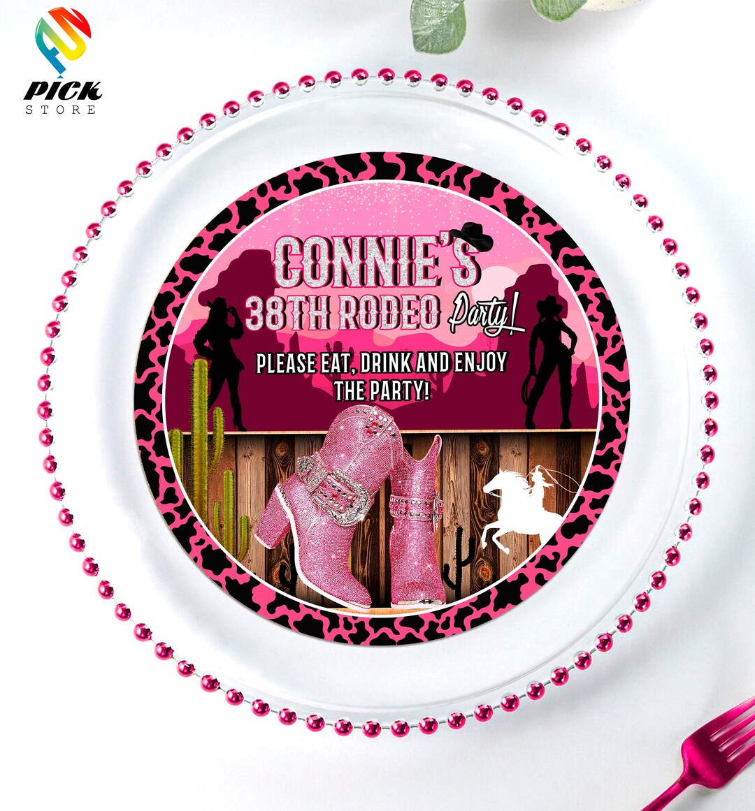 Western Cowgirl Charger Plate Insert | Rodeo Queen Menu Plate | Cowgirl ...