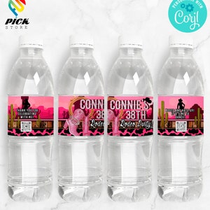 Western Cowgirl Water Bottle Label Rodeo Queen Drink Label - Etsy