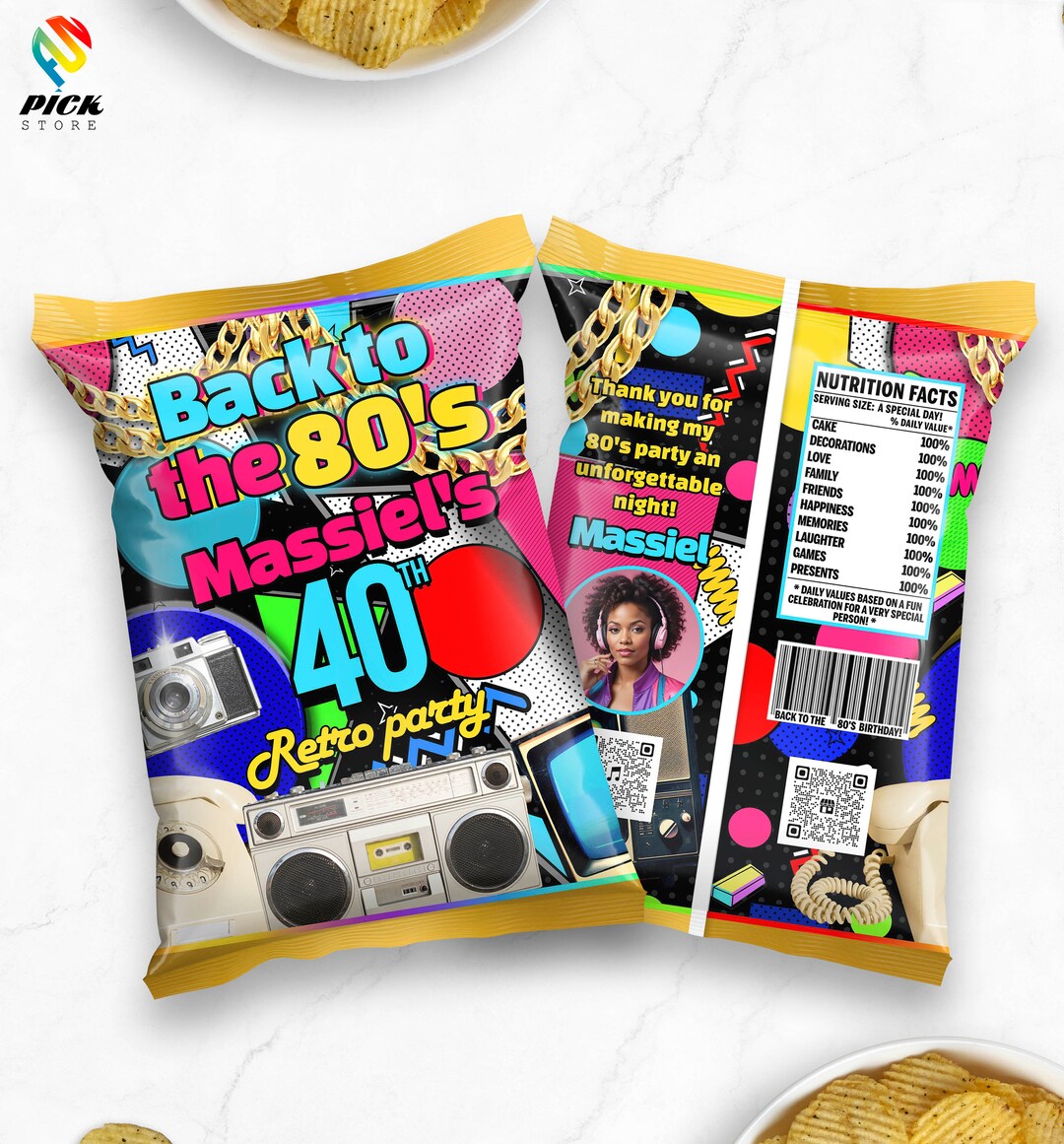 Vintage 80's Chip Bag Wrapper, Retro Snack Bag , 80's Theme Chips Bag ...