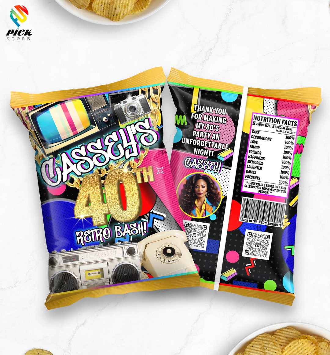 Vintage 80's Chip Bag Wrapper, Retro Snack Bag , 80's Theme Chips Bag ...