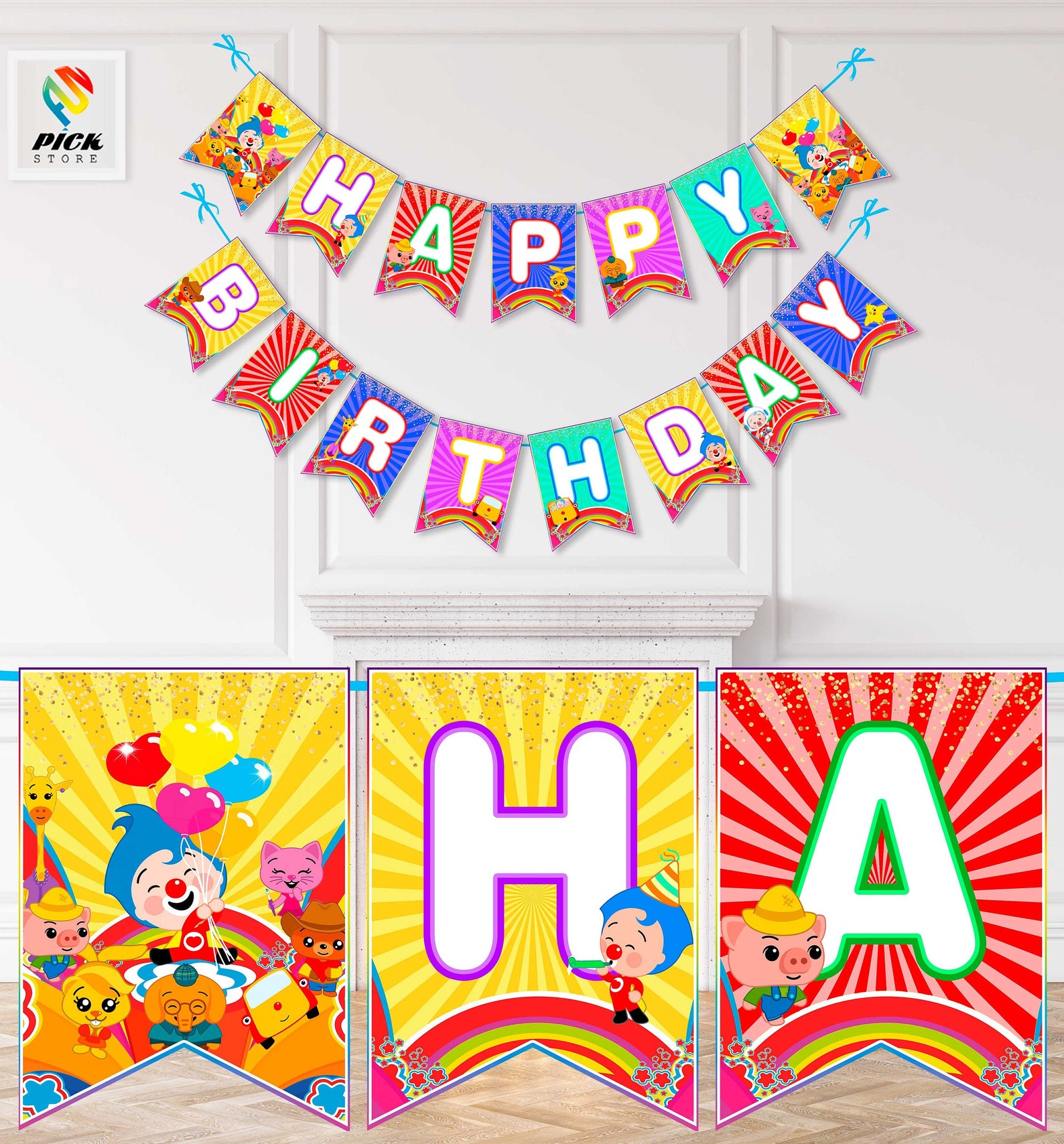 DIGITAL FILE Clown Happy Birthday Banner Clown Pennant - Etsy