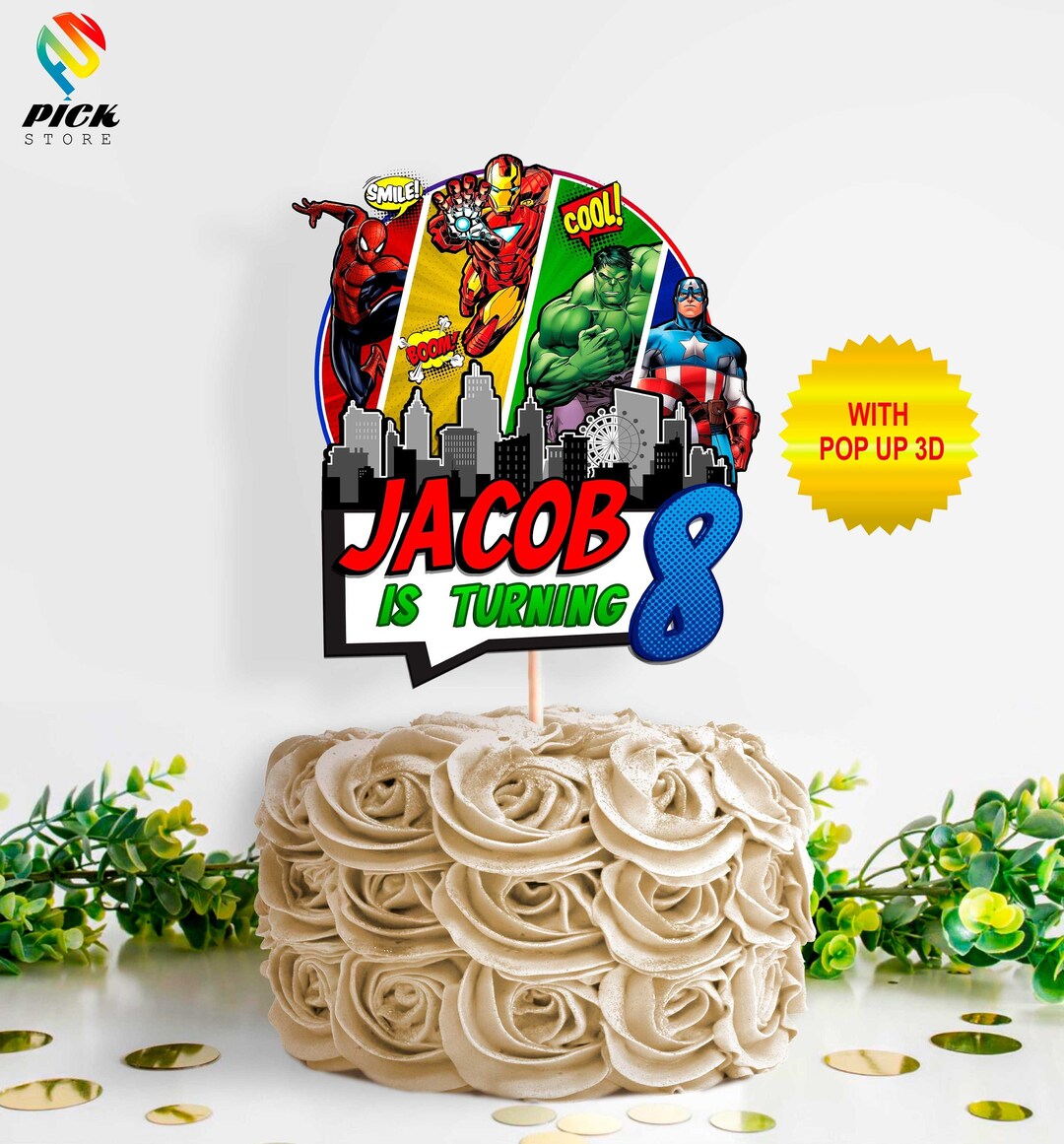 DIGITAL FILE Superheroes Cake Topper Superheroes Cake Decoration ...