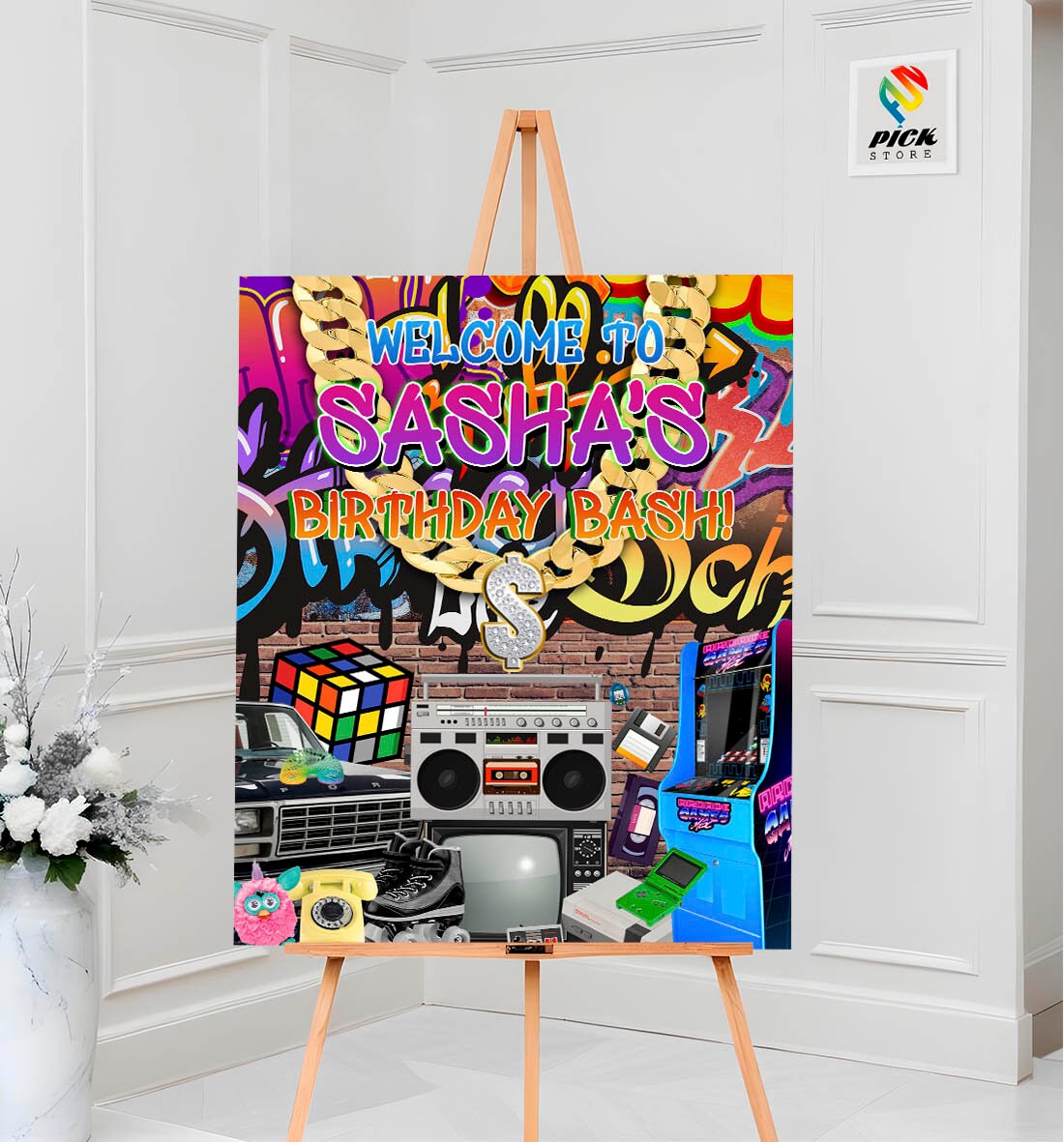 90s Birthday Welcome Sign: Retro Hip Hop Theme (DIY Digital File ...