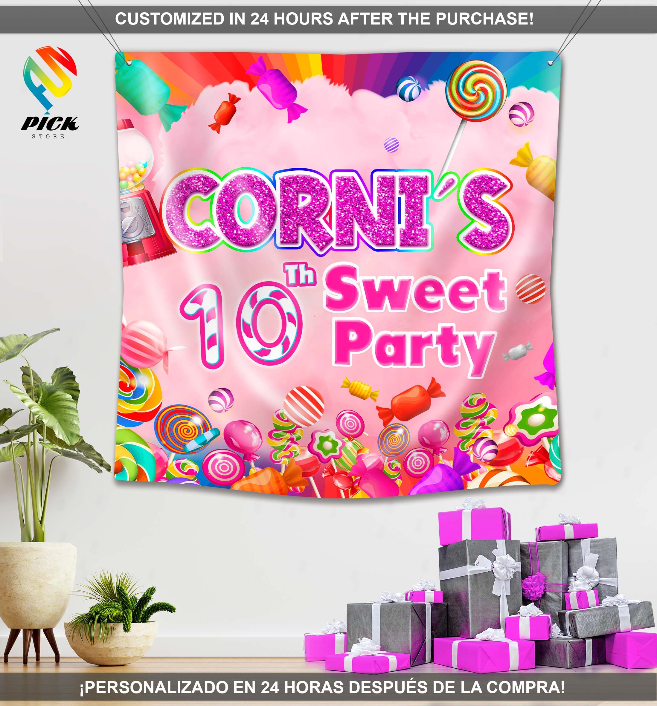 DIGITAL FILE Candyland Backdrop Candyland Banner | Etsy