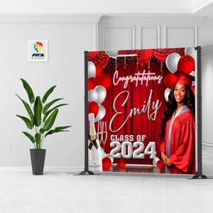 Prom Backdrop Senior Prom Banner Red and Silver Party Class of 2024 ...