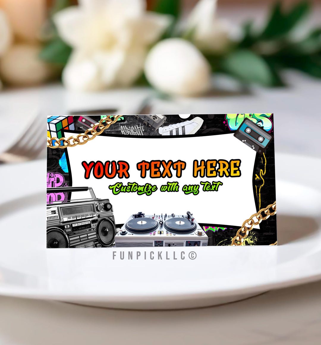 90s Party Food Tent Label: Throwback Theme Place Card (DIY) - Etsy