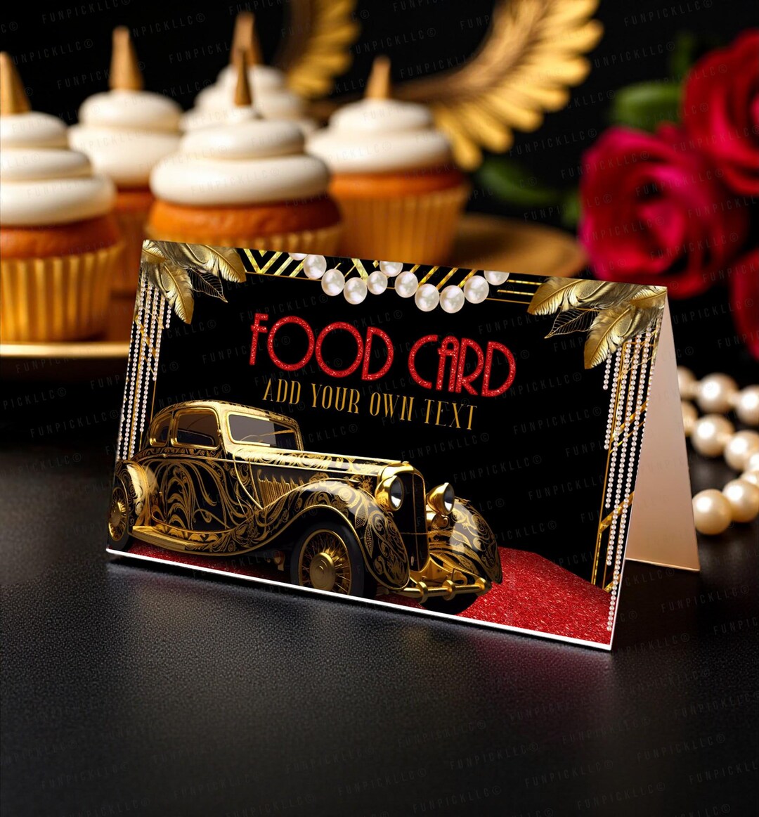 Harlem Nights Birthday Food Card: Great Gatsby Buffet Card (digital ...