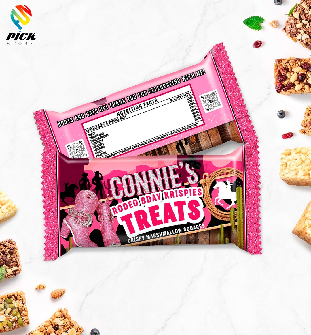 Western Cowgirl Rice Krispies Wrapper Rodeo Queen Candy Wrappers ...