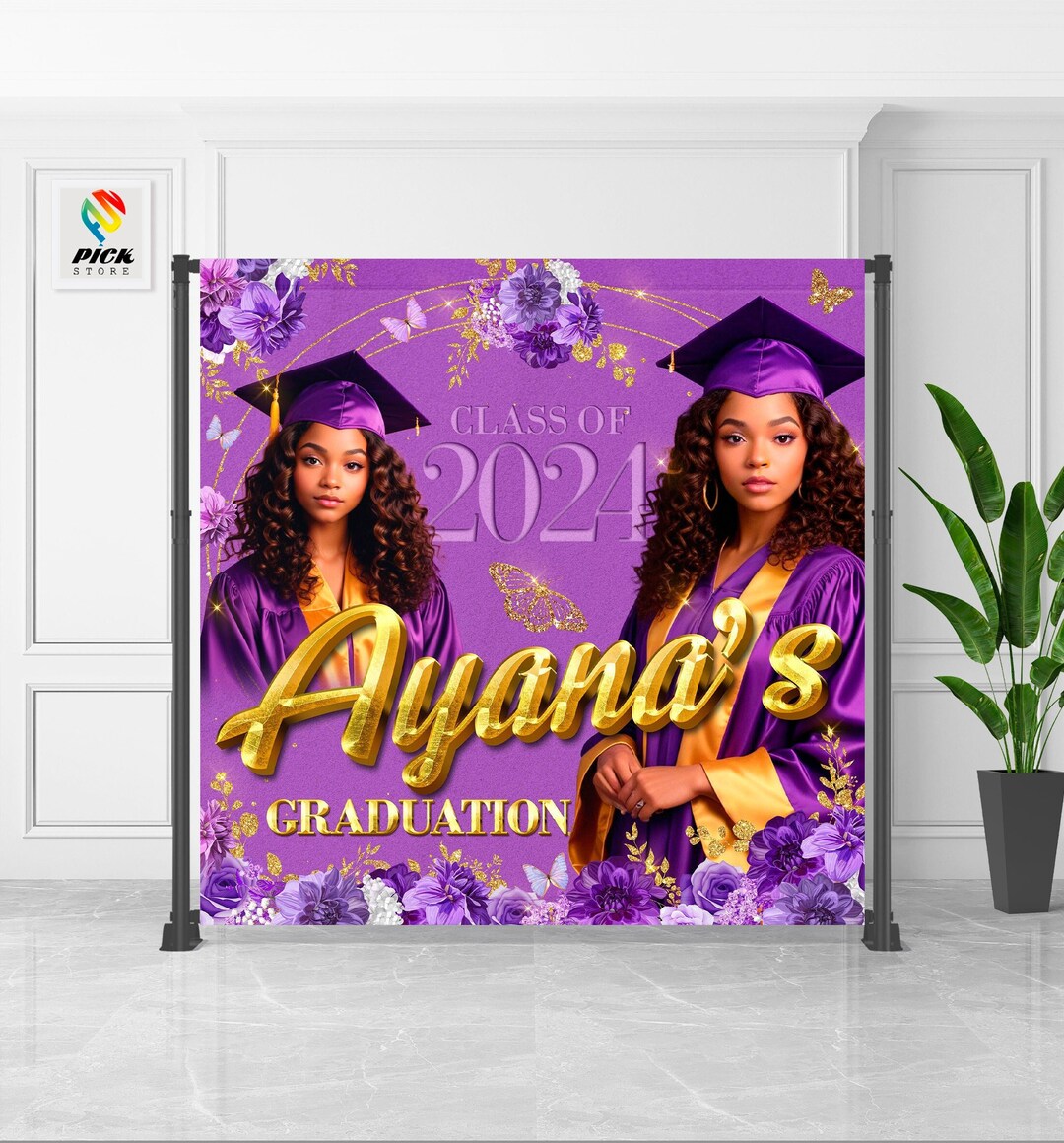 Purple and Gold Graduation Backdrop Graduate Banner Prom Banner Prom ...