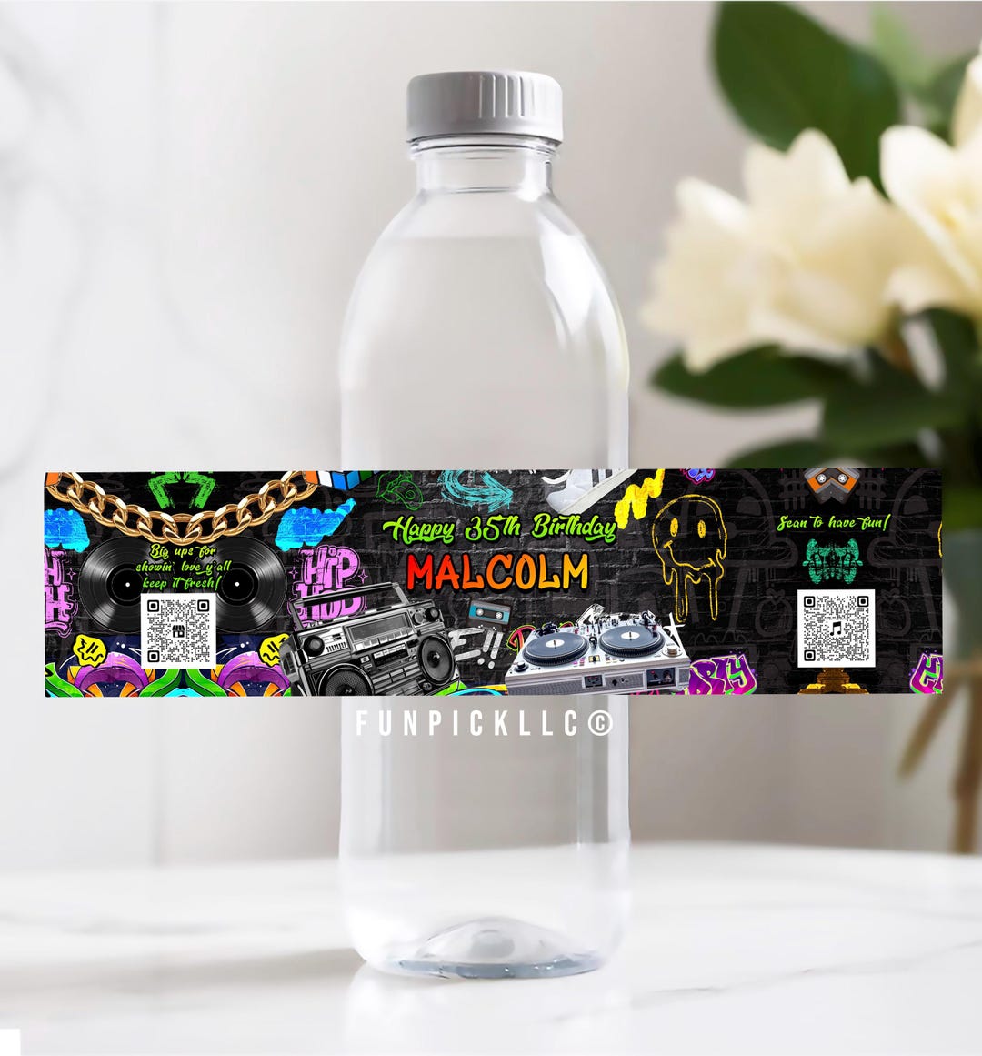 90s Party Water Bottle Label for DIY, 90s Theme Sticker for Bottle ...