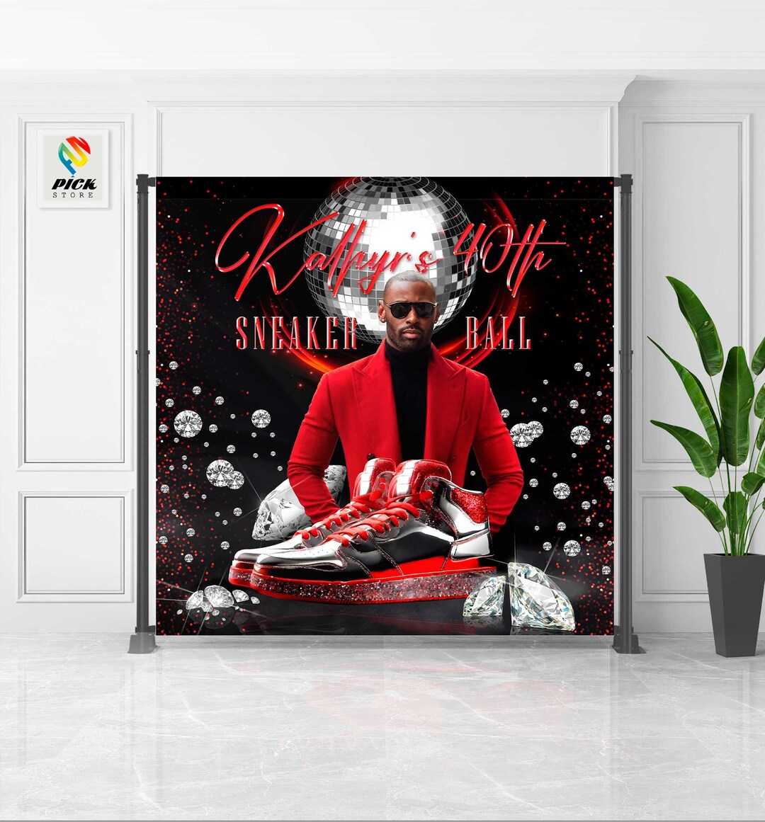 Red and Black Sneaker Ball Backdrop Sneakerball Banner Sneaker Birthday ...