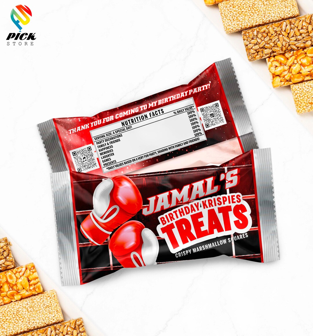 Red Ring Rice Krispies Wrapper, Boxer Candy Wrapper, Gloves Rice ...