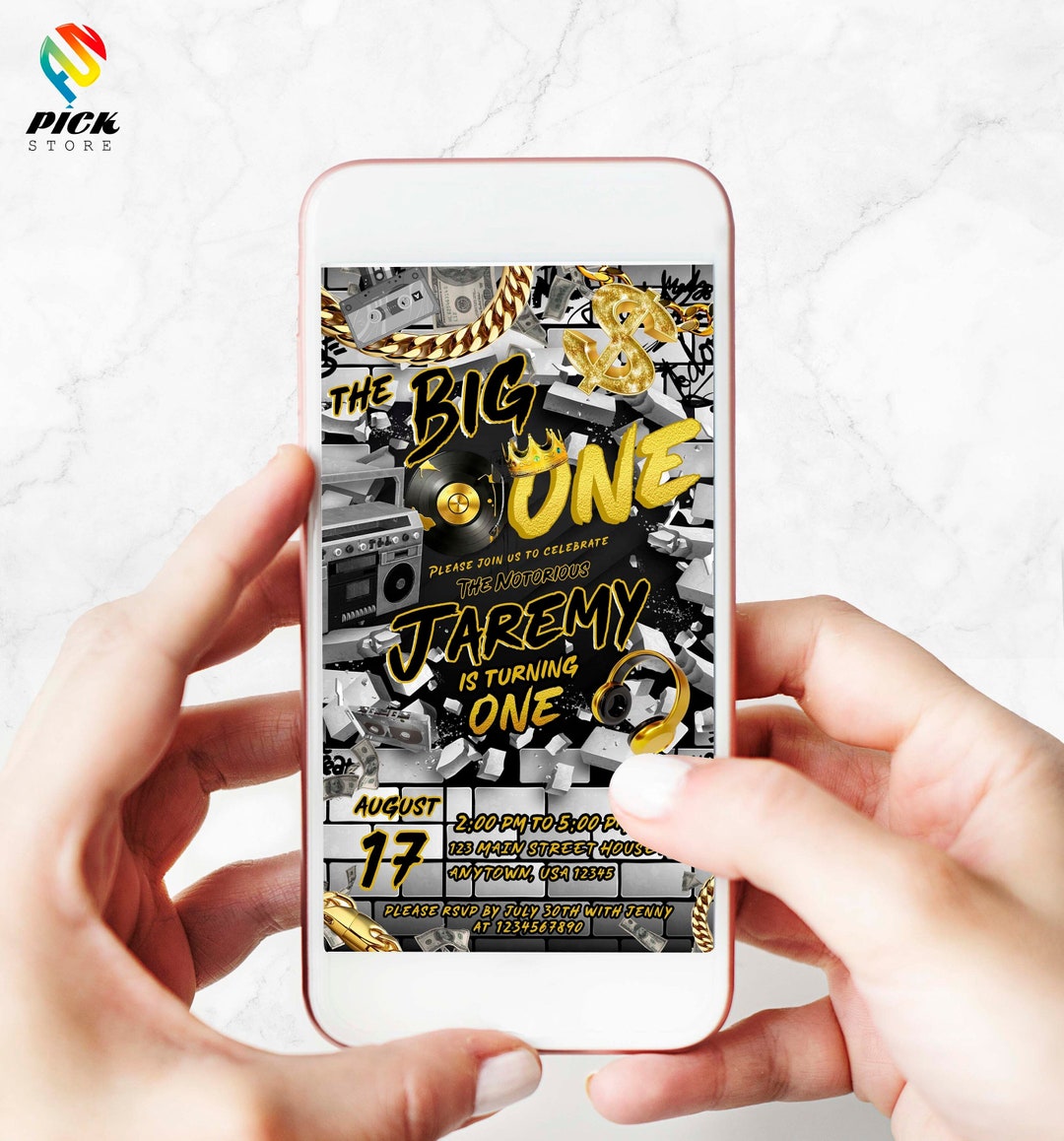 The Big One Phone Invite, Notorious Text Message Invite, Graffiti ...