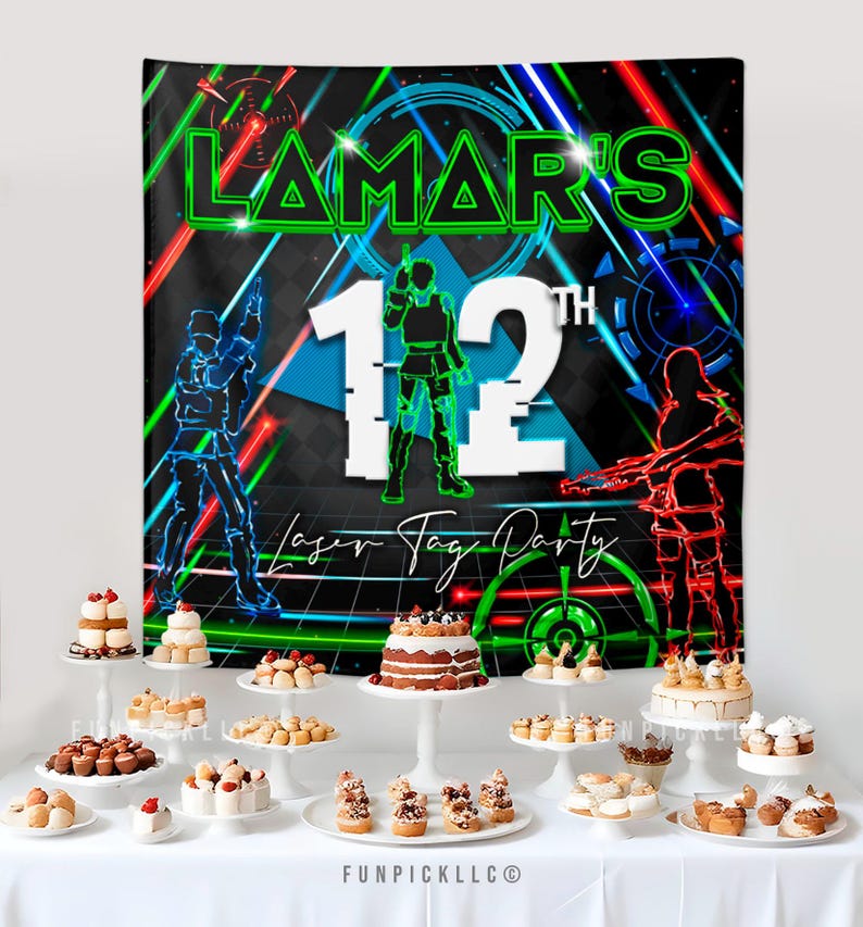 Cyberpunk Birthday Banner: Neon Green Tactical Backdrop (digital File ...