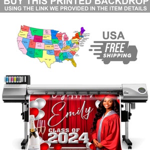 Prom Backdrop Senior Prom Banner Red and Silver Party Class of 2024 ...