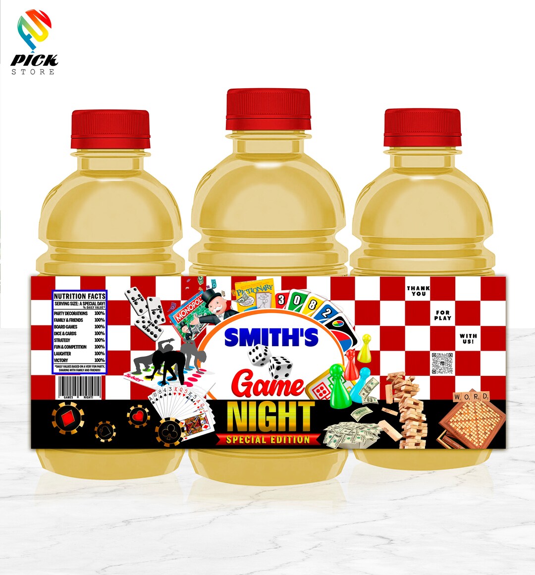 Game Night Sport Drink Label Board Games Mini Gatorade Tabletop Games ...