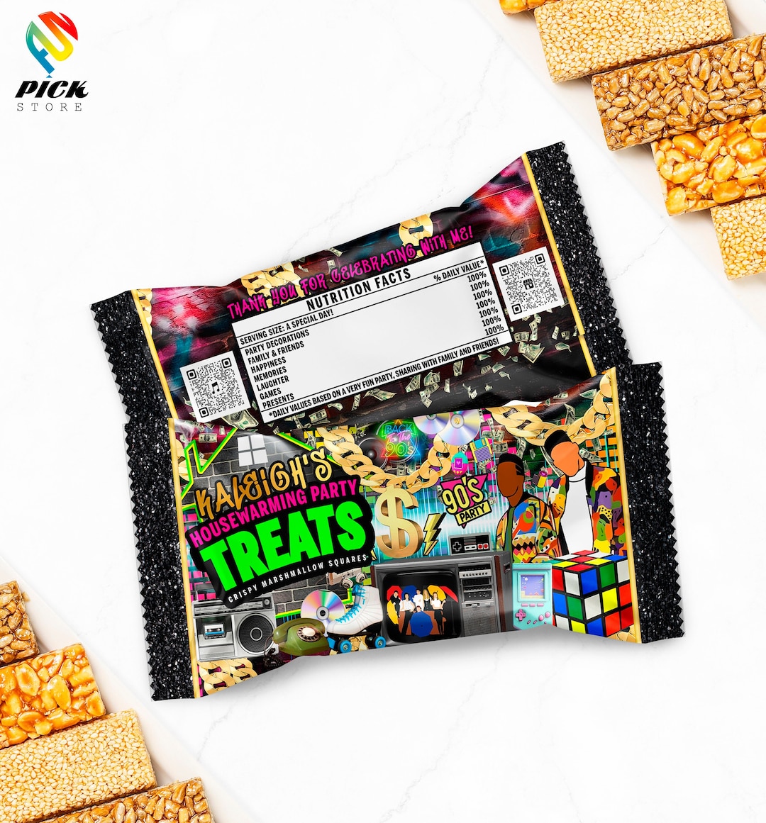 Back to the 90s Rice Krispies Wrapper, 90s Theme Candy Wrapper ...