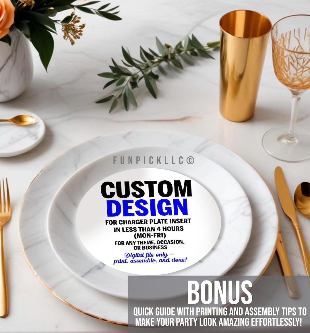 Custom Charger Plate Insert: Personalized Table Decor (only Digital ...