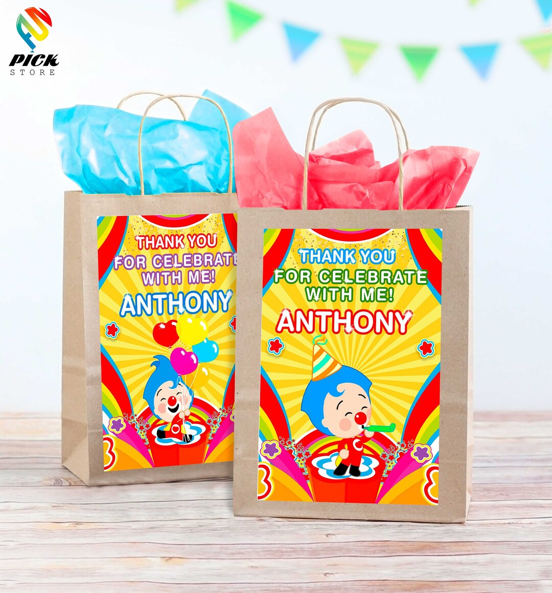 DIGITAL FILE | Clown Gift Bag Decor | Clown Favor Bag | Clown Gift Bag ...