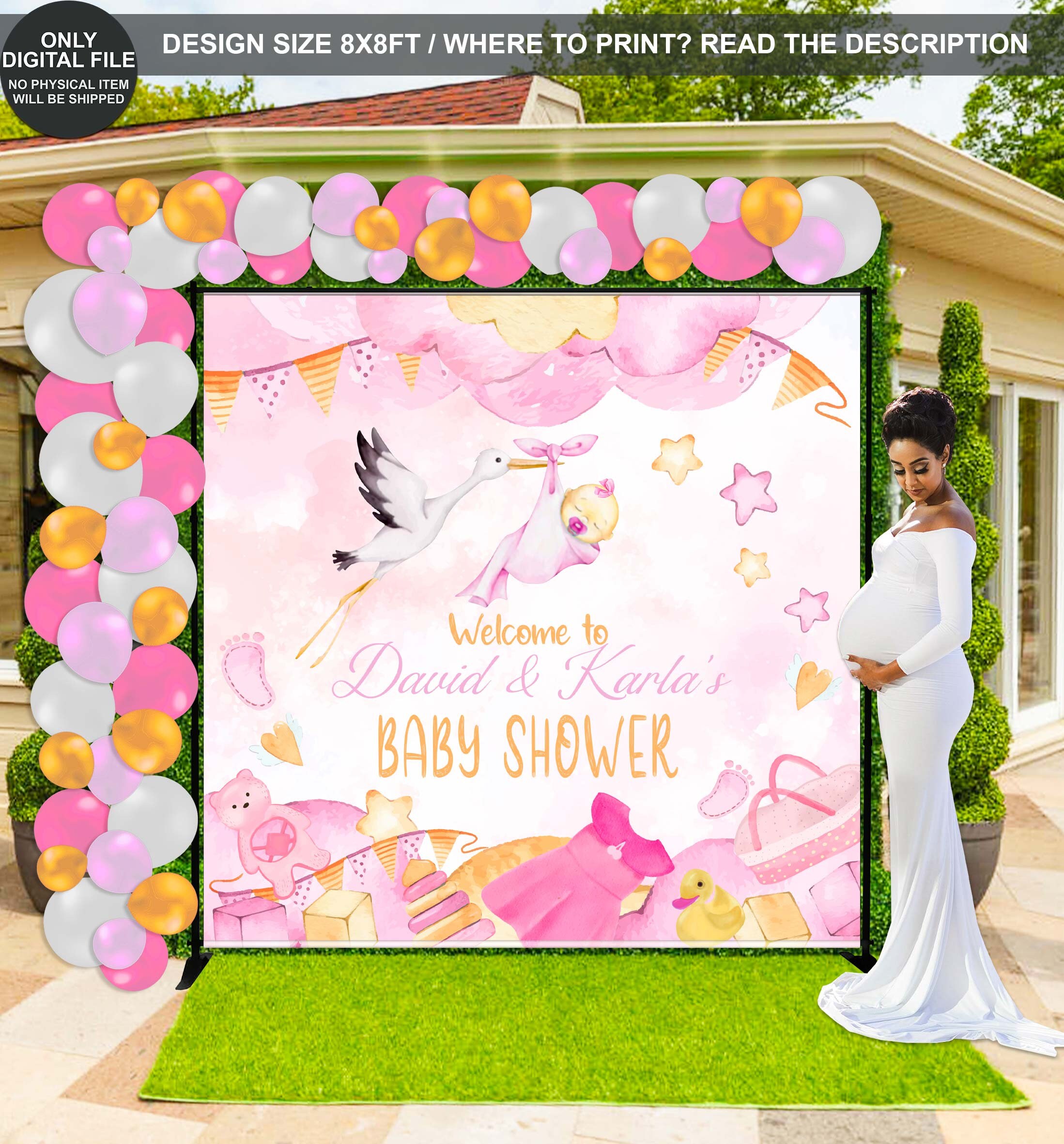 DIGITAL FILE the Stork Backdrop the Stork Banner the | Etsy
