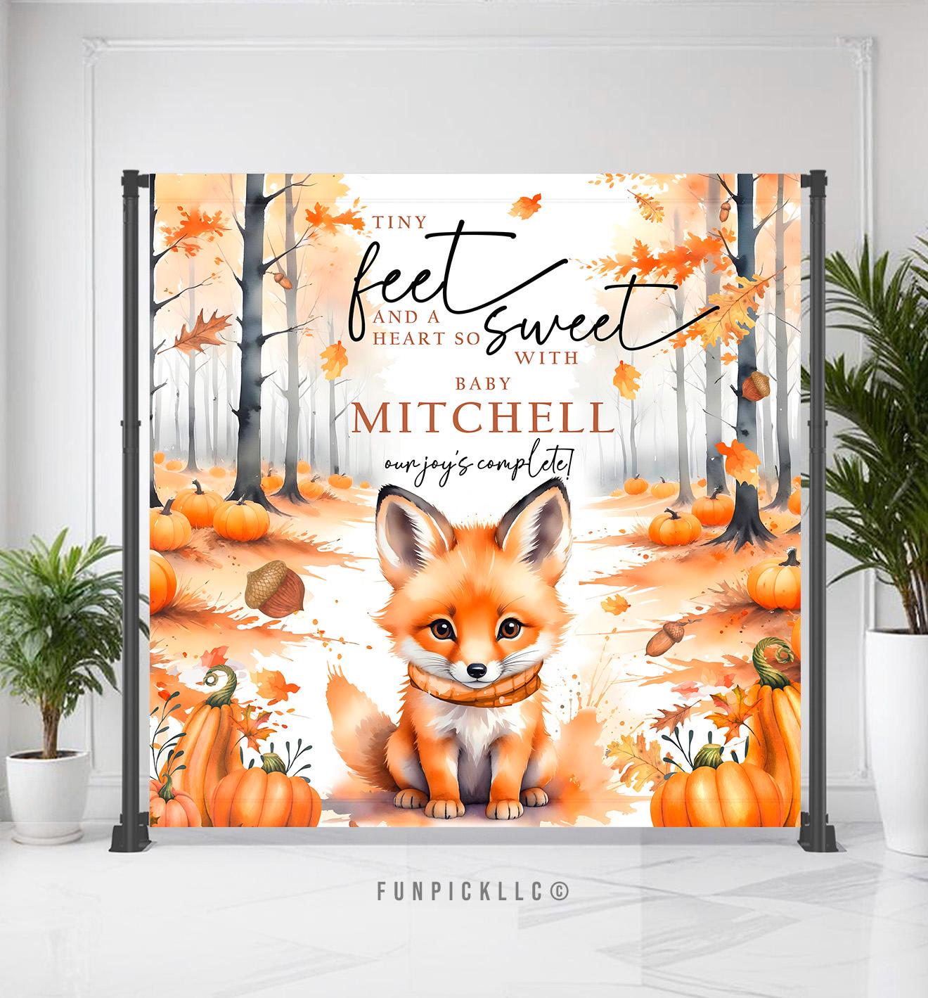 Fox Baby Shower Banner: Fall Forest Backdrop (digital Download) - AUT09 ...