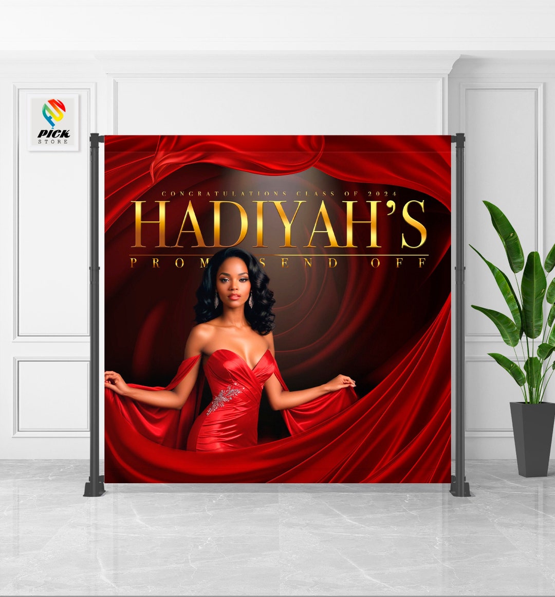 Luxury Red and Gold Prom Backdrop Senior Prom Banner Red and Silver ...