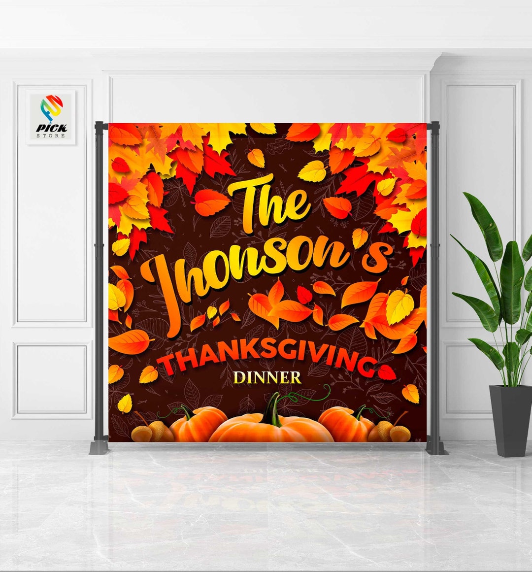 Thanksgiving Backdrop, Fall Harvest Banner, Turkeydinner, Give Thanks ...
