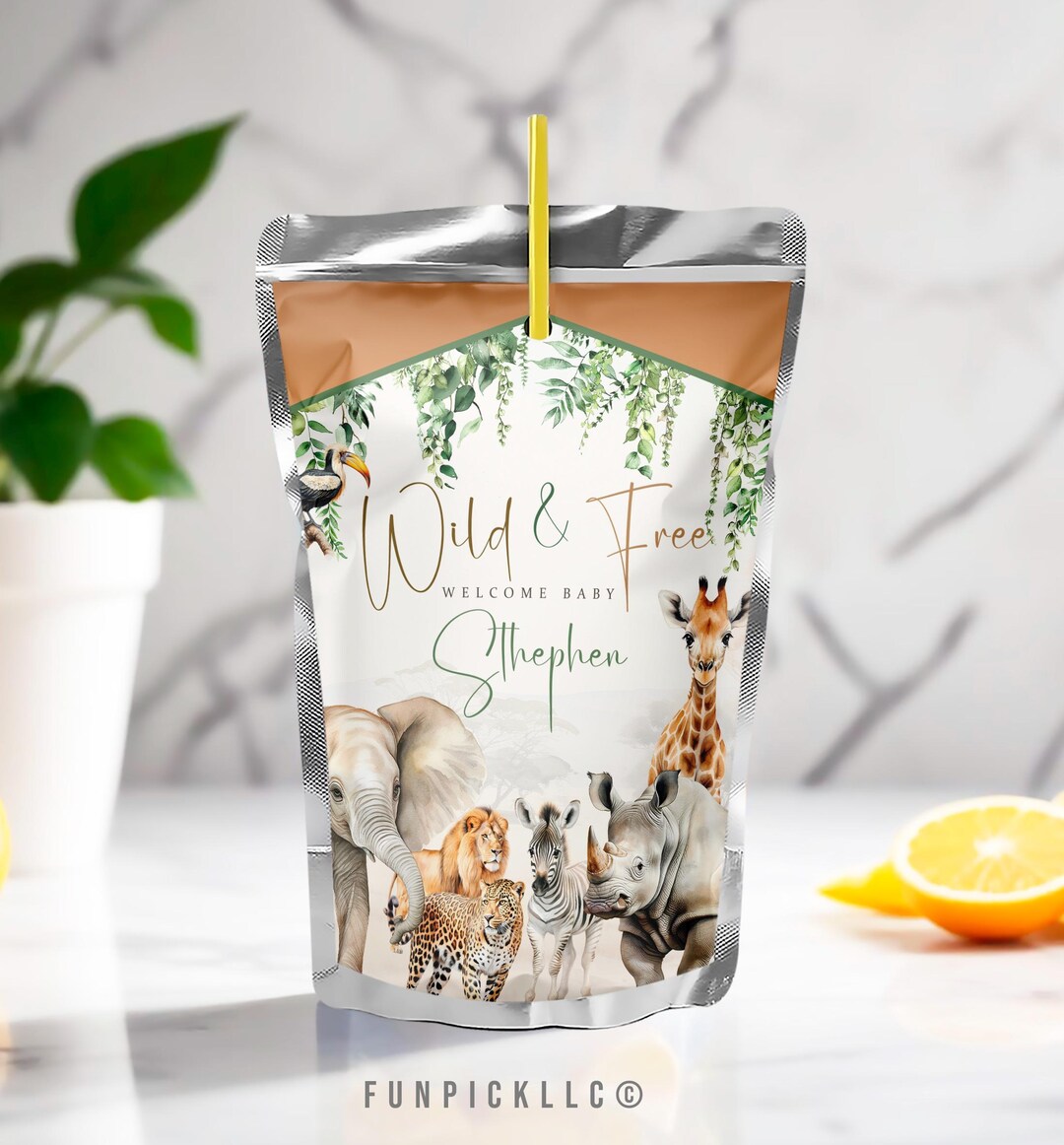 Jungle Animals Juice Label: Safari Party Favor Sticker (DIY) - Etsy
