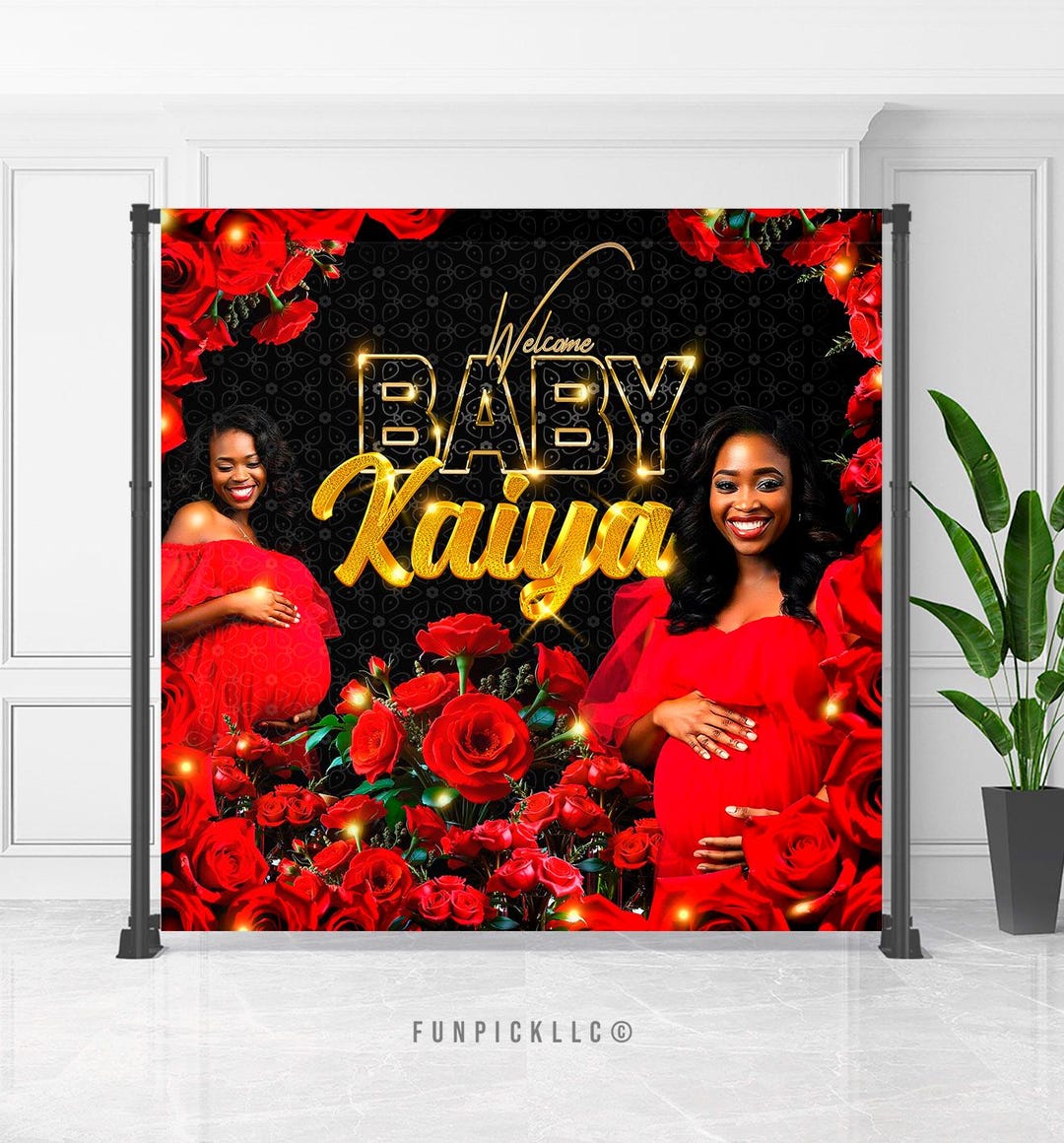 Red Roses Birthday Banner: Custom Garden Backdrop (digital Download) - Etsy