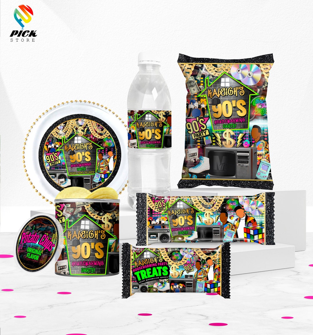 Back to the 90s Party Bundle 6 Items, 90s Theme Party Kit, Throwback ...