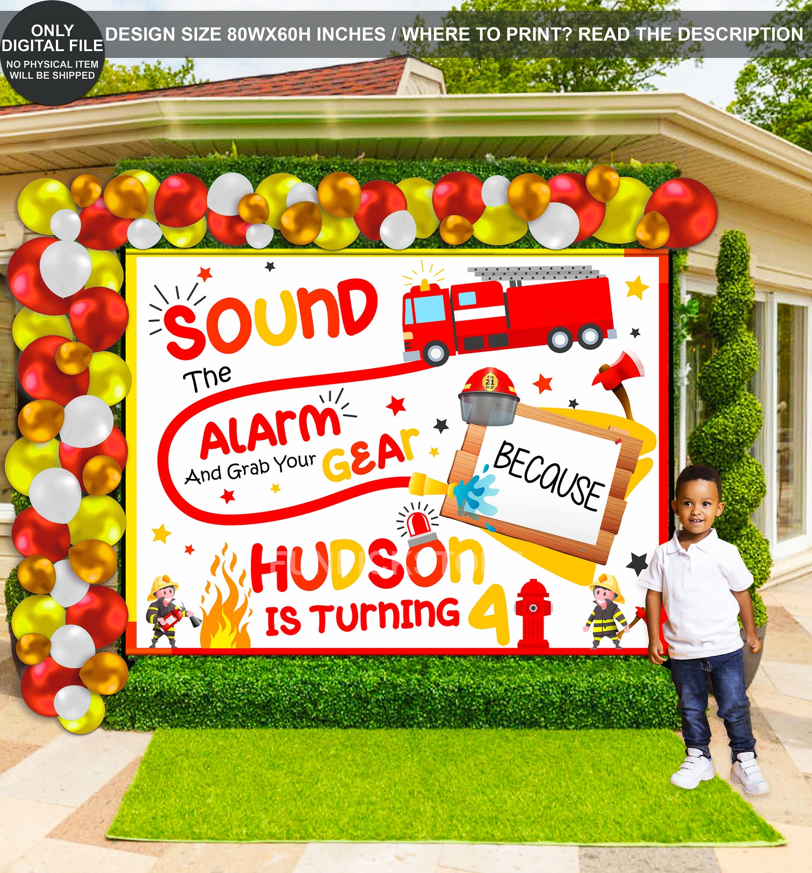 DIGITAL FILE Firefighter Backdrop Firefighter Banner - Etsy