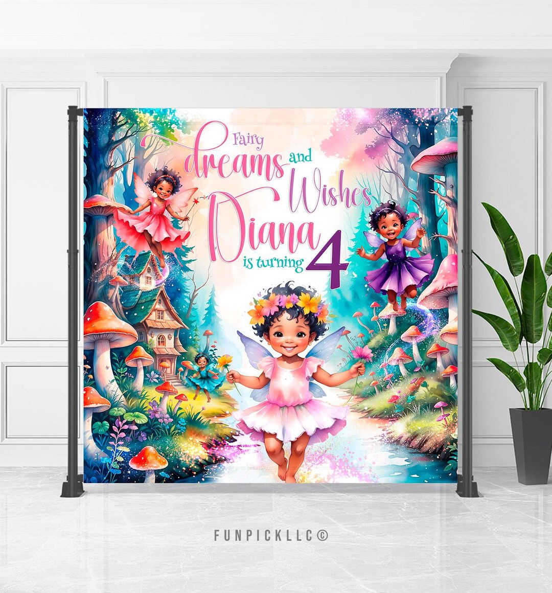 Fairy Garden Birthday Banner: Custom Backdrop (DIY Digital File ...