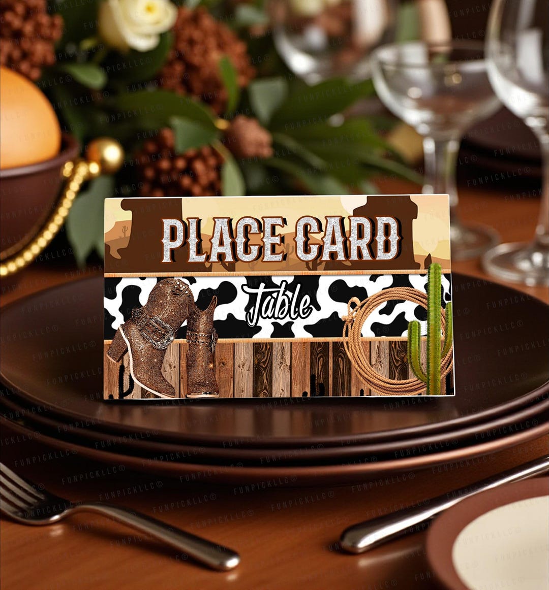Editable Cowboy Place Card: Western Rodeo Theme (digital Download) - Etsy
