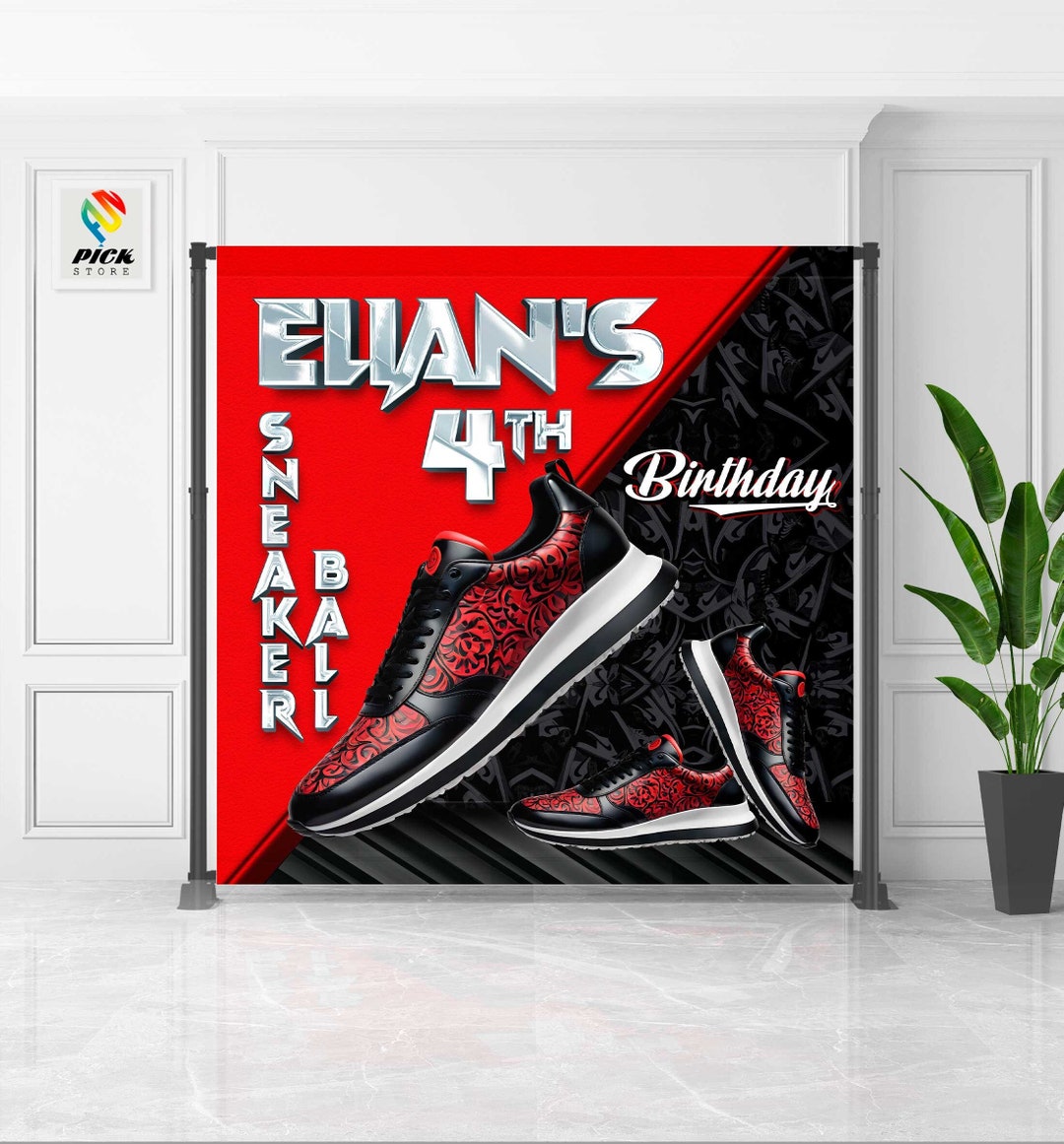 Sneaker Ball Backdrop Sneakerball Banner Sneaker Birthday Backdrop Red ...