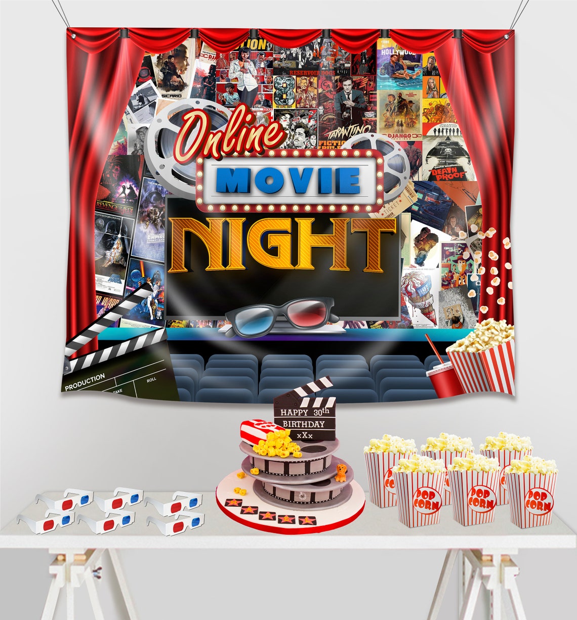 DIGITAL FILE Hollywood Movies Backdrop Movies Banner - Etsy