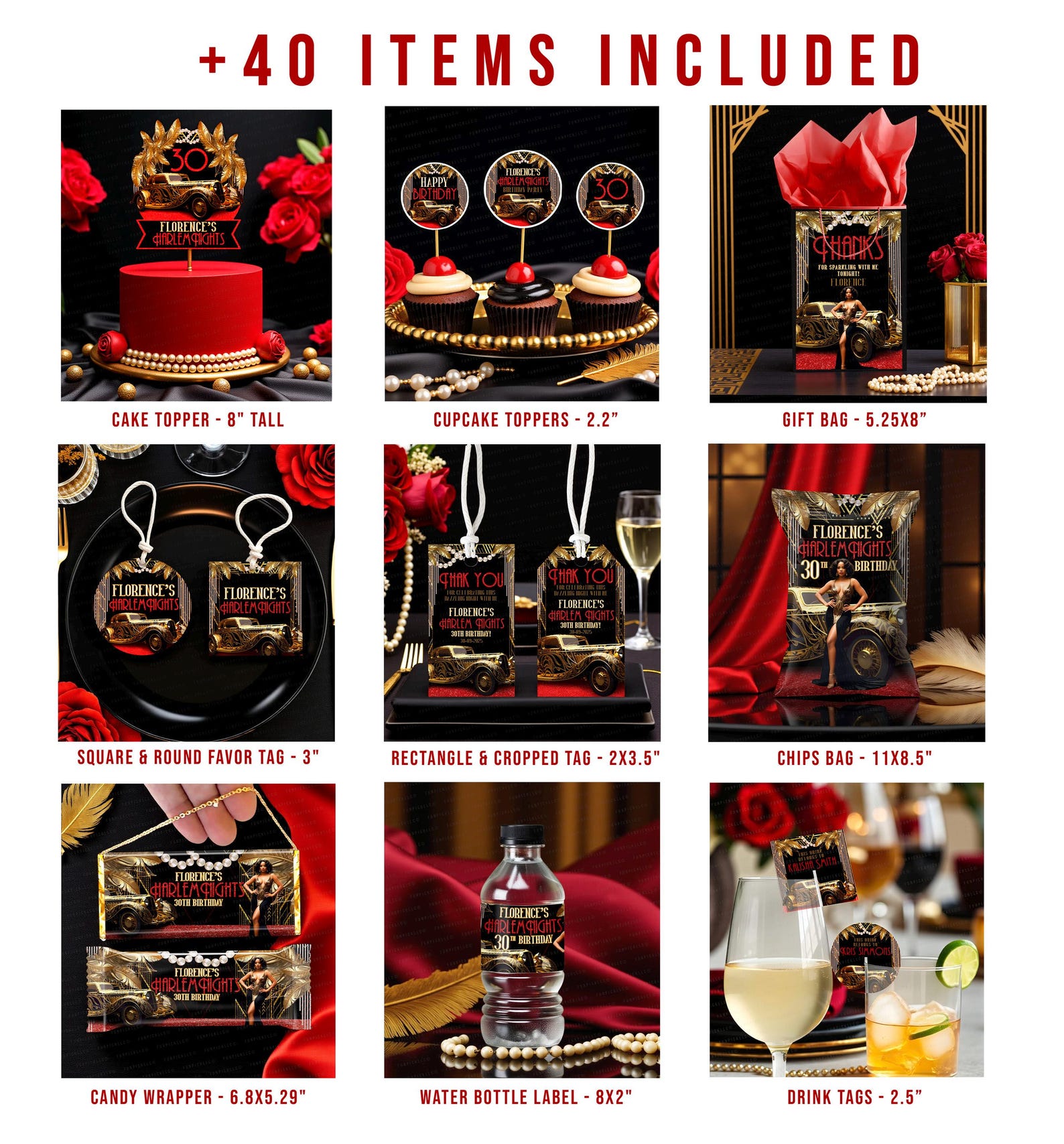 Harlem Nights Birthday Bundle: Great Gatsby Mega Kit, Set of 40 ...