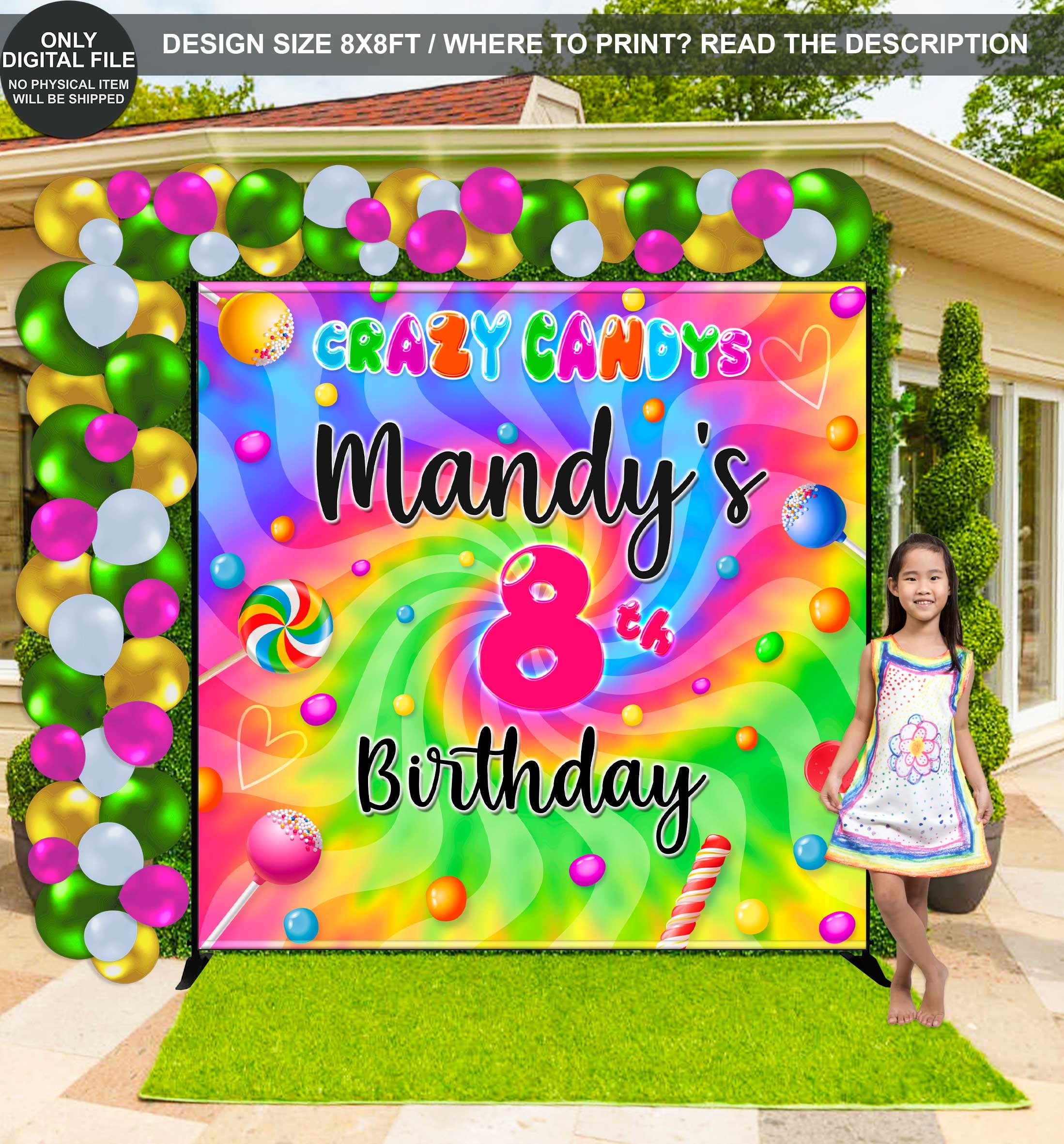 DIGITAL FILE Candyland Backdrop Candyland Banner Crazy - Etsy